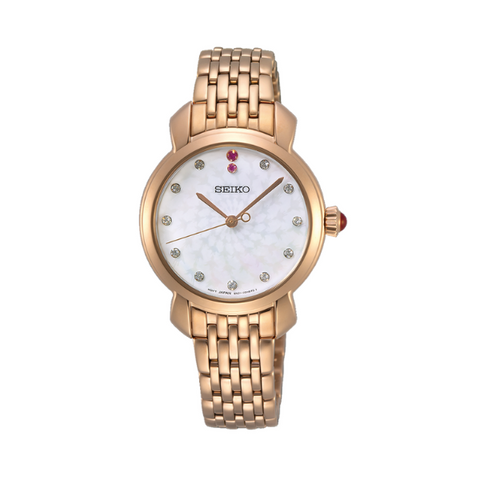 Buy Seiko Caprice Mop Dial W. Swar. Rose Gold Steel 29.2Mm - Sur624P1 ...